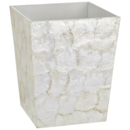 Ivory Capiz Shell Waste Basket 7.9x7.9x10.6"