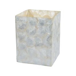 Natural All Capiz Shell Waste Basket. 8X8X11