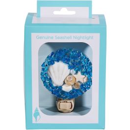Deep Blue Seashell Round Boxed LED Night Light